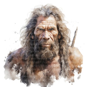 12 Neanderthals Clipart, Stone Age, Printable Watercolor Clipart, High ...