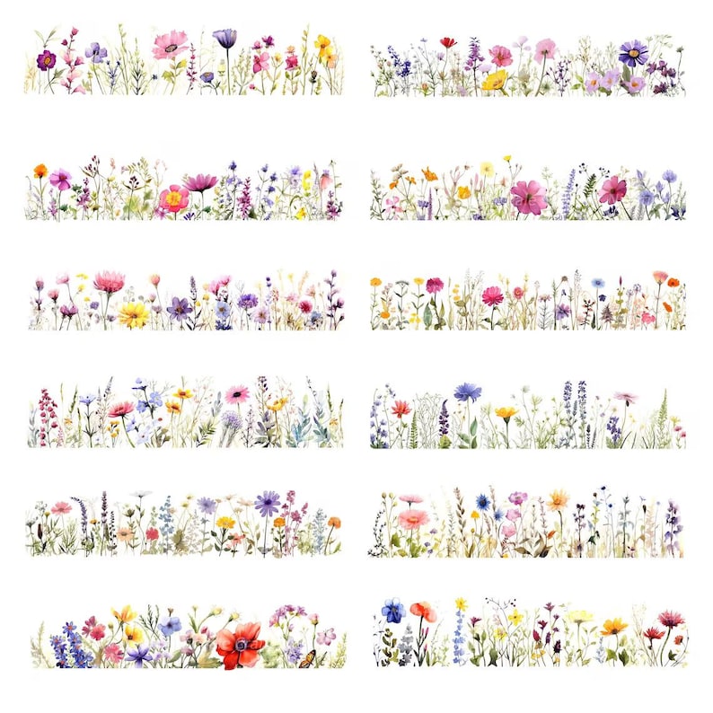 158 Pngs Floral Borders Corners Bundle, Flowers Clipart Pack, Printable ...