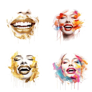 16 Coloured Lips Clipart, Attractive Smiles, Printable Watercolor ...