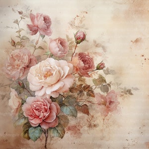 18 Vintage Roses Background Papers, 12 X 12 Digital Paper Pack, Junk ...