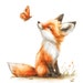 7 Fox and Butterfly Clipart, Cute Fox Baby, Printable Watercolor ...
