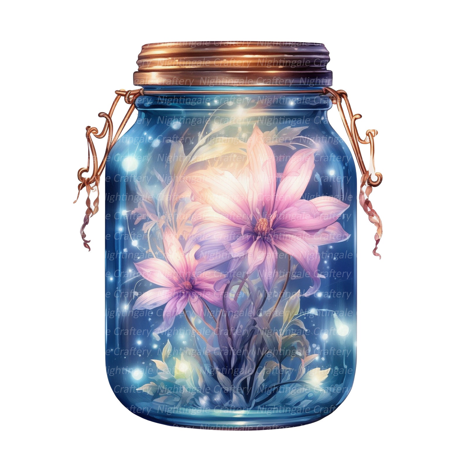 10 Enchanted Fairy Jar Clipart, Floral Jar, Printable Watercolor ...