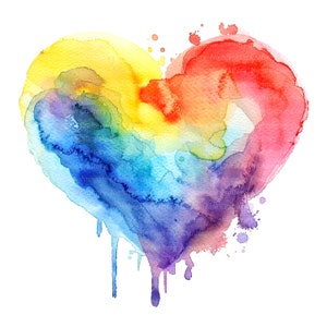 10 Rainbow Heart Clipart, Digital Clipart, Watercolor Clipart ...