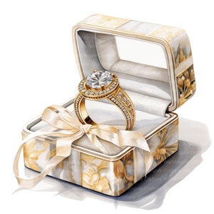 9 Engagement Ring Box Clipart, Wedding Rings Clipart, Printable ...