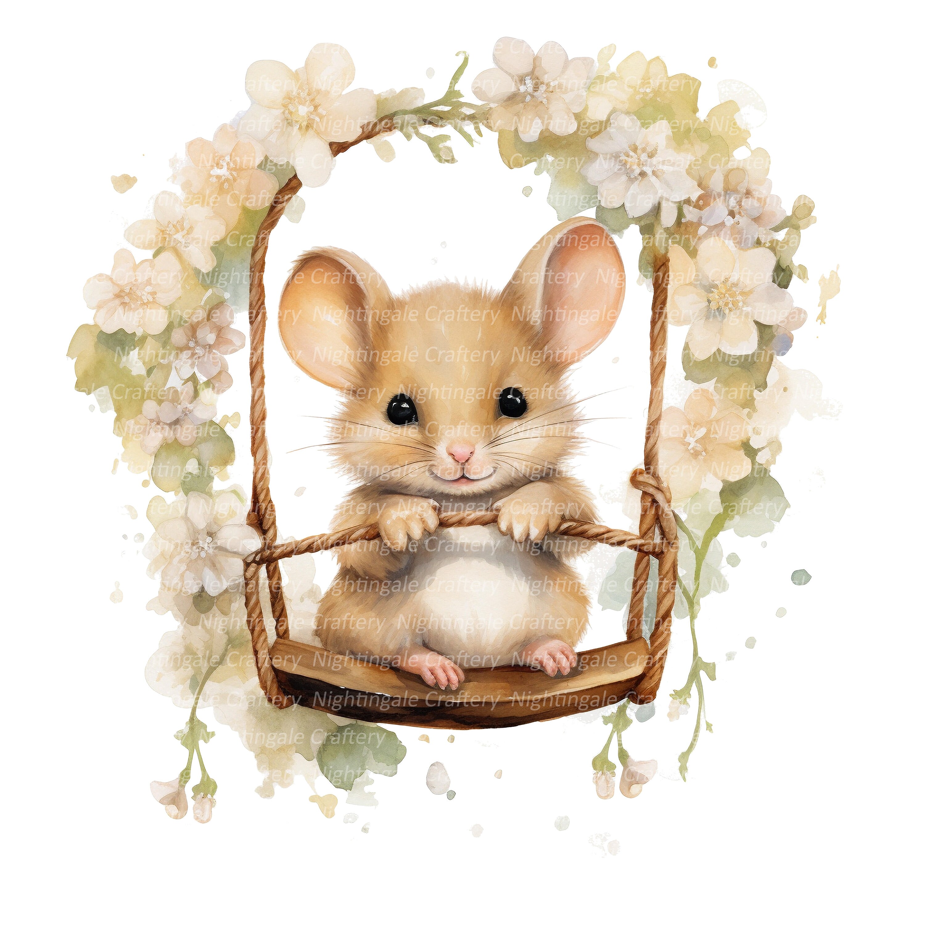 Baby Mouse Swing Clipart Printable Watercolor Clipart 10 - Etsy