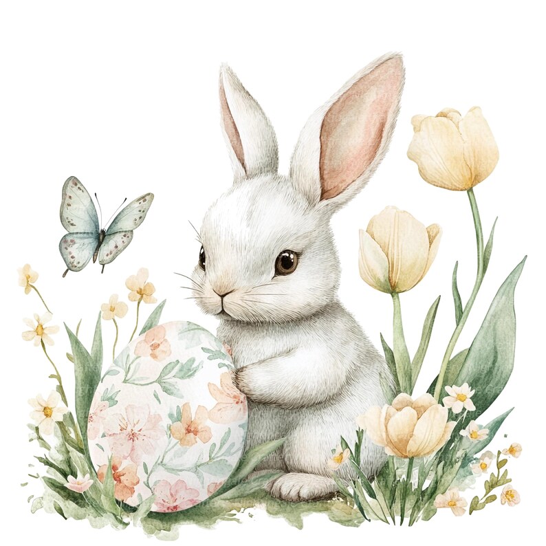 8 Easter Bunny and Egg Clipart Set 3, Easter Clipart, Printable ...