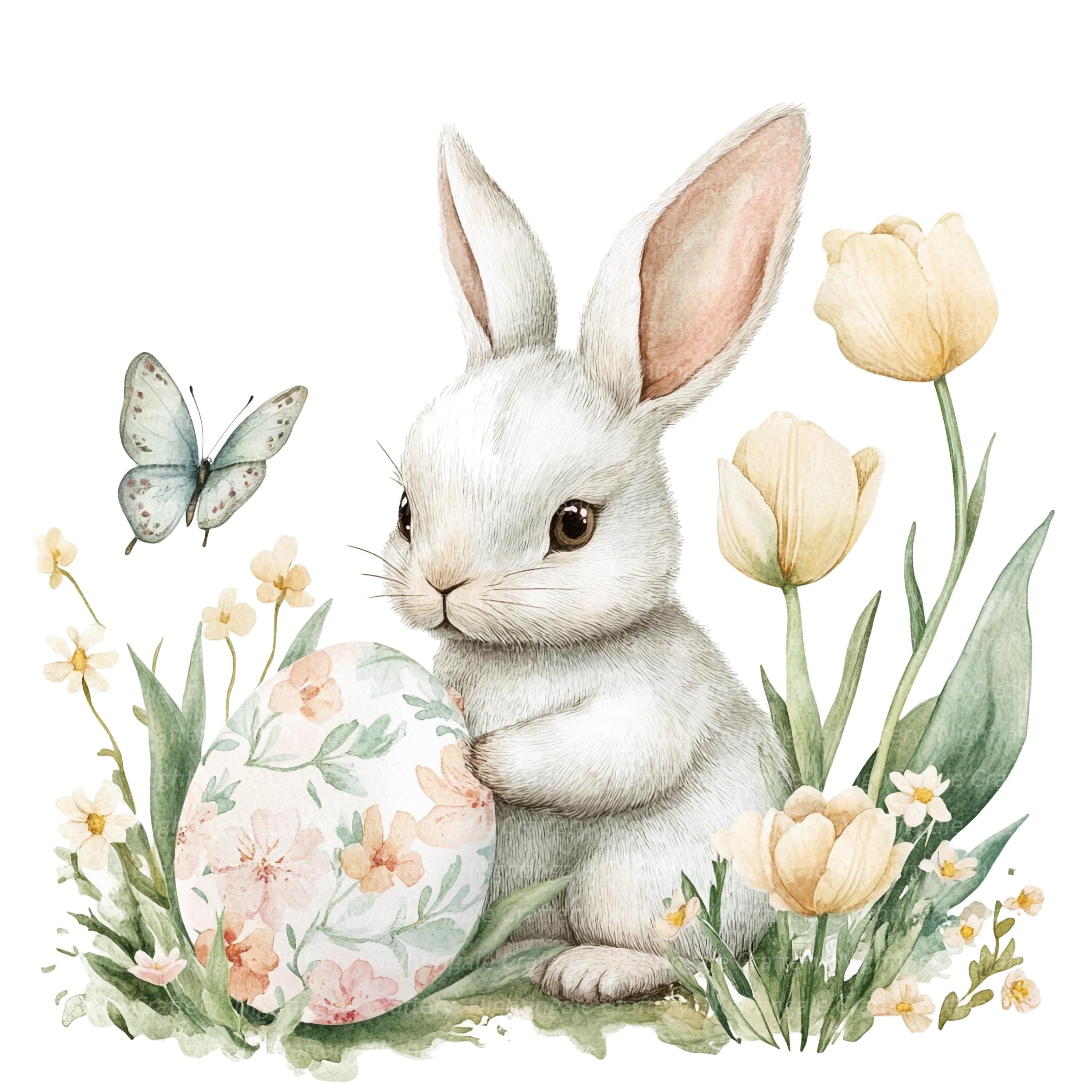 8 Easter Bunny and Egg Clipart Set 3, Easter Clipart, Printable ...