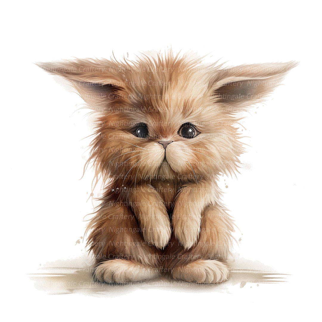 Grumpy Bunny Clipart, Fluffy Rabbit Clipart, Printable Watercolor ...