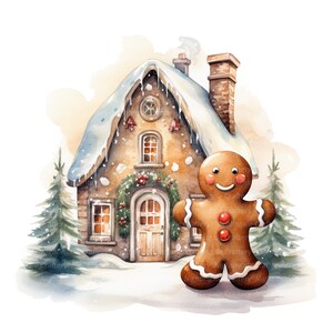 12 Gingerbread House and Man Clipart, Christmas Clipart, Printable ...