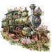 10 Floral Train Clipart, Floral Locomotive, Printable Watercolor ...