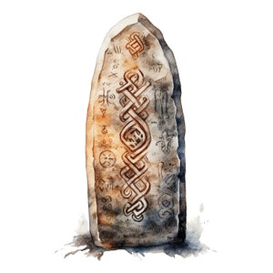 12 Viking Runestone Clipart, Rune Stones, Runes, Printable Watercolor ...