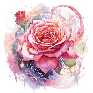 10 Abstract Roses Clipart, Rose Artwork, Rose Heart, Printable ...