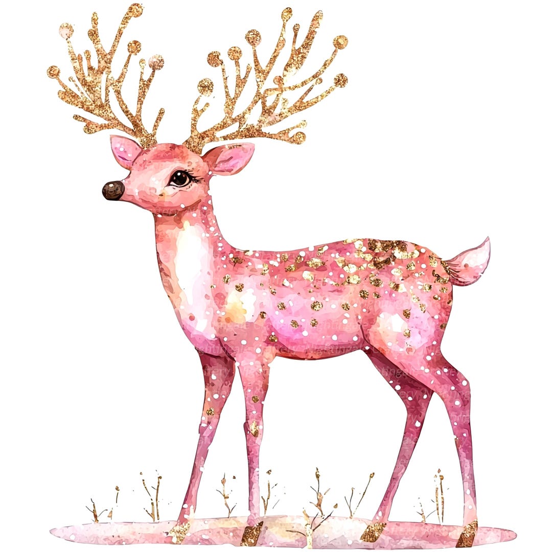 9 Pink Deer Clipart, Abstract Deer, Stag, Printable Watercolor Clipart ...