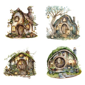 13 Whimsical Fairy House Clipart, Cozy Fairy House, Printable ...