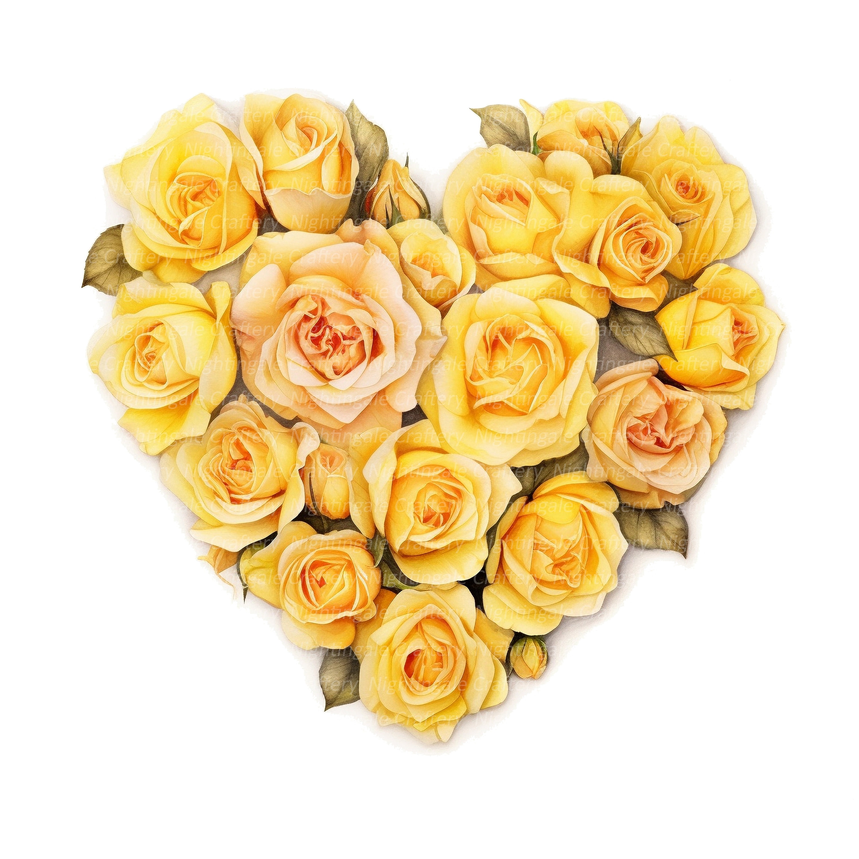 14 Roses Heart Clipart Floral Heart Digital Clipart - Etsy