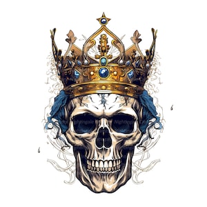10 Skull With Crown Clipart, Crowned Skull, Printable Watercolor ...