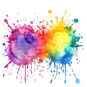 14 Color Splash Clipart, Paint Splash Coloured, Printable Watercolor ...