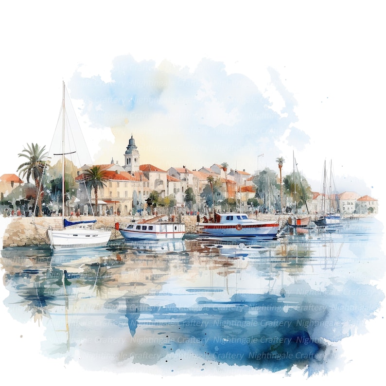 10 Harbour Landscape Clipart Printable Watercolor Clipart - Etsy