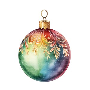 12 Vintage Christmas Bauble Clipart, Printable Watercolor Clipart, High ...
