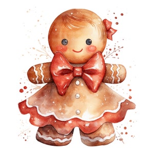 14 Gingerbread Girl Clipart, Christmas Clipart, Printable Watercolor ...