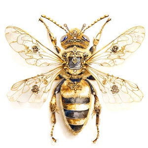 10 Golden Bee Clipart, Jewelled Bee Print, Printable Watercolor Clipart ...