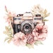 10 Vintage Floral Camera Clipart, Photo Camera, Printable Watercolor ...