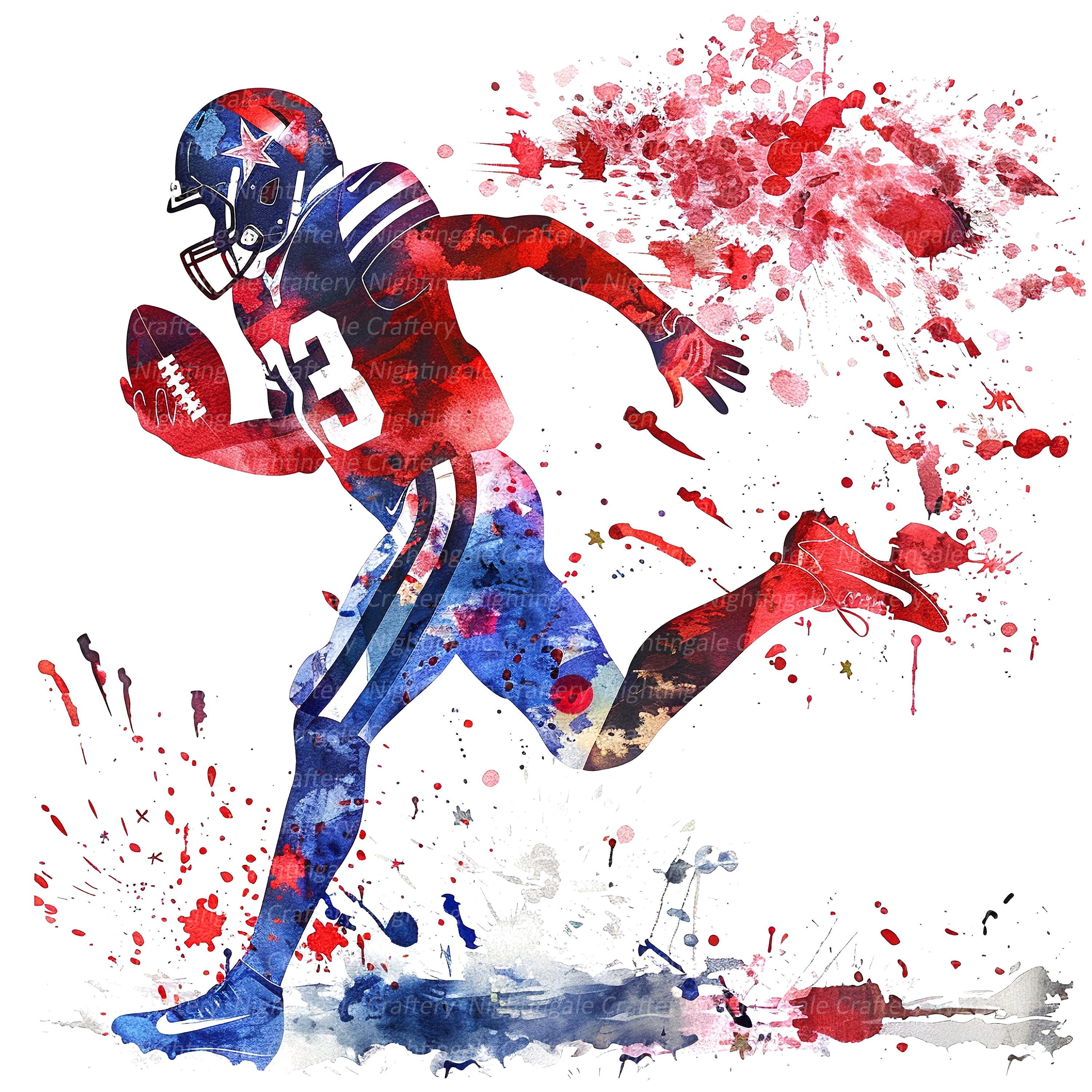 10 American Football Clipart, Football Player, Printable Watercolor ...