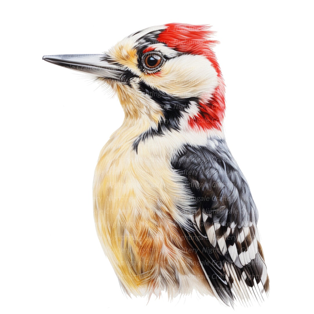 10 Great Spotted Woodpecker Clipart, Printable Watercolor Clipart, 10 ...