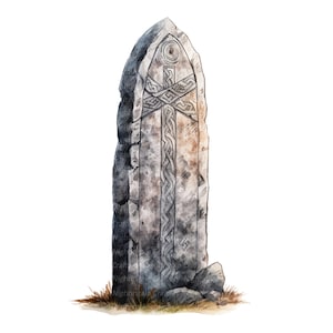 12 Viking Runestone Clipart, Rune Stones, Runes, Printable Watercolor ...