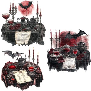 14 Vampire Midnight Tea Party, Dracula Clipart, Printable Watercolor ...
