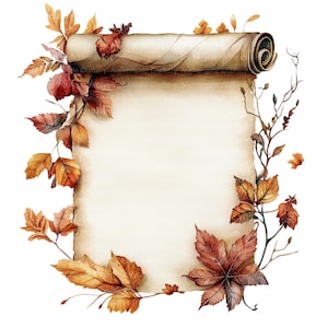 12 Autumn Theme Scroll Clipart, Vintage Scroll, High Quality Jpgs ...