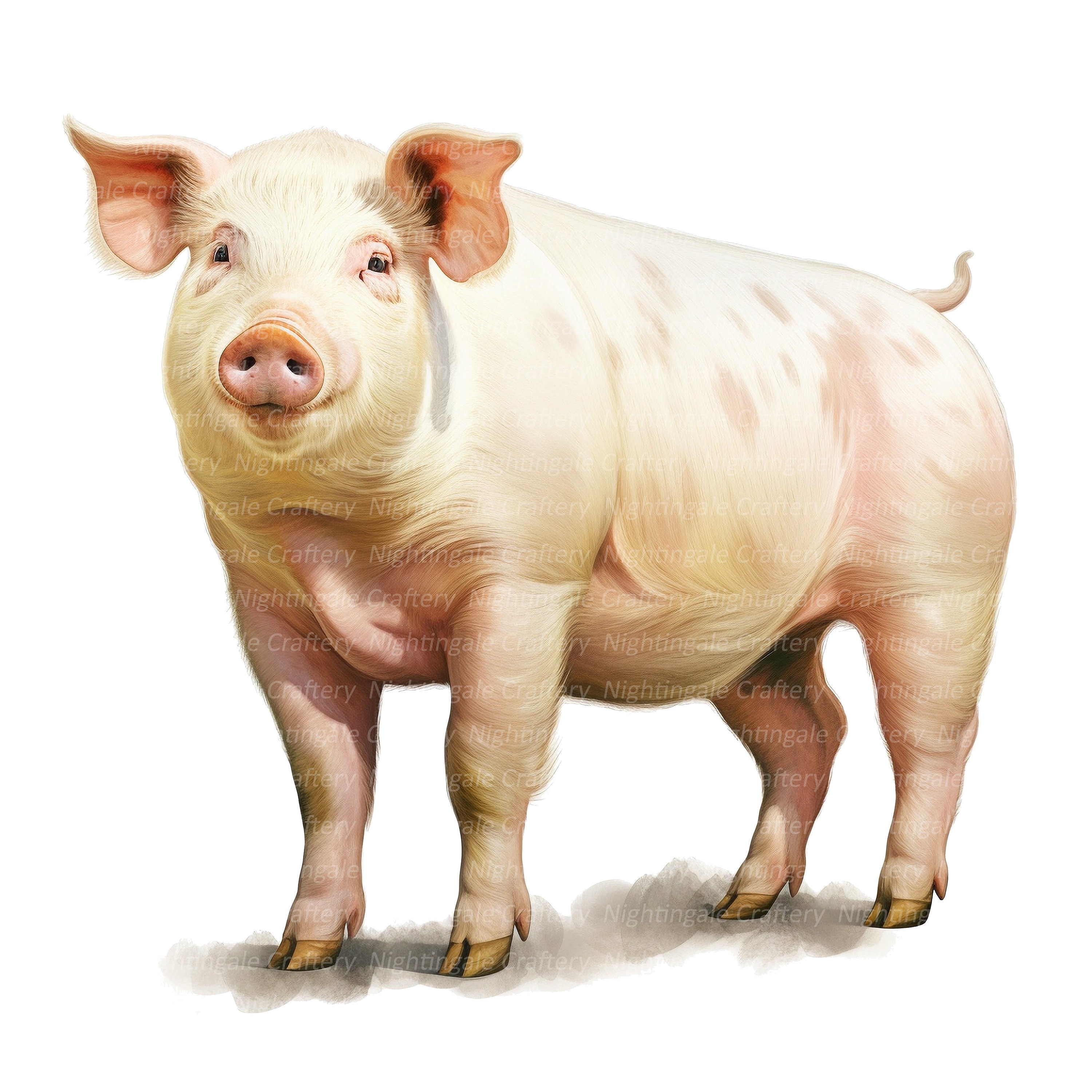 12 Farmyard Pig Clipart, Printable Watercolor Clipart, High Quality PNG ...