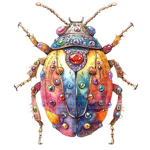 13 Jeweled Beetle Clipart Set 3, Printable Watercolor Clipart, High ...