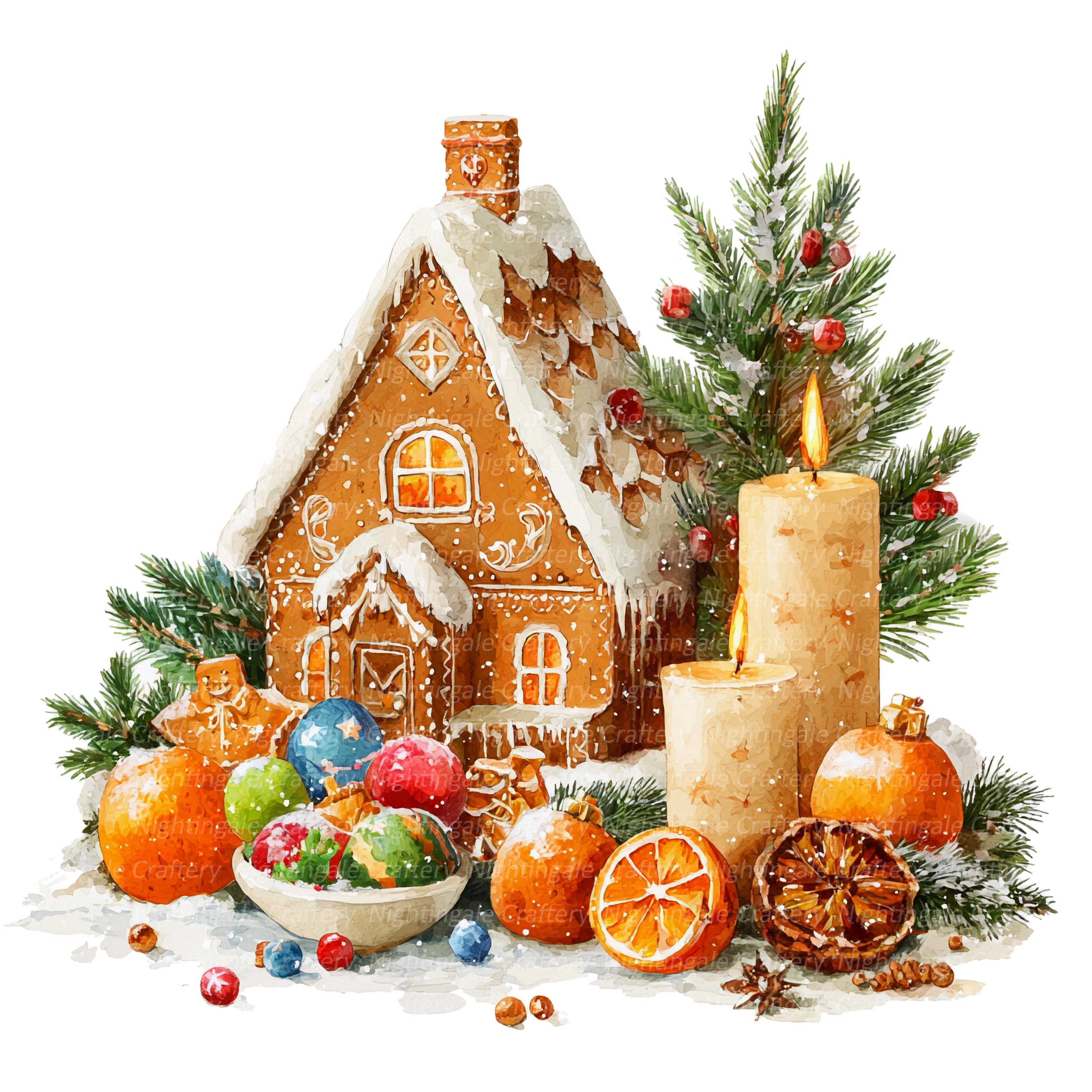 13 Gingerbread House Clipart, Christmas Decor Clipart, Printable ...