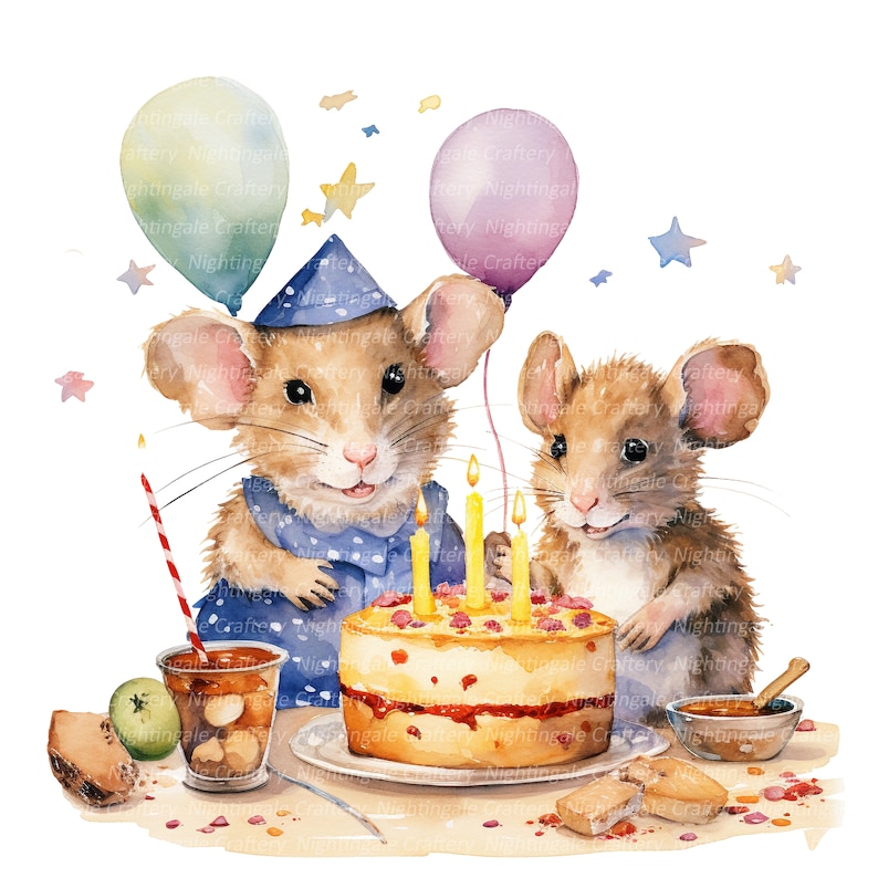 Mouse Party Clipart Printable Watercolor Clipart 10 High - Etsy UK