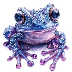 12 Jeweled Frog Clipart, Toad Clipart, Printable Watercolor Clipart ...