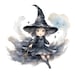 10 Little Witch Cartoon Clipart, Printable Watercolor Clipart, High ...