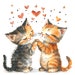 10 Kitten Love Clipart, Romantic Cats Clipart, Printable Watercolor ...