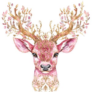 9 Pink Deer Clipart, Abstract Deer, Stag, Printable Watercolor Clipart ...