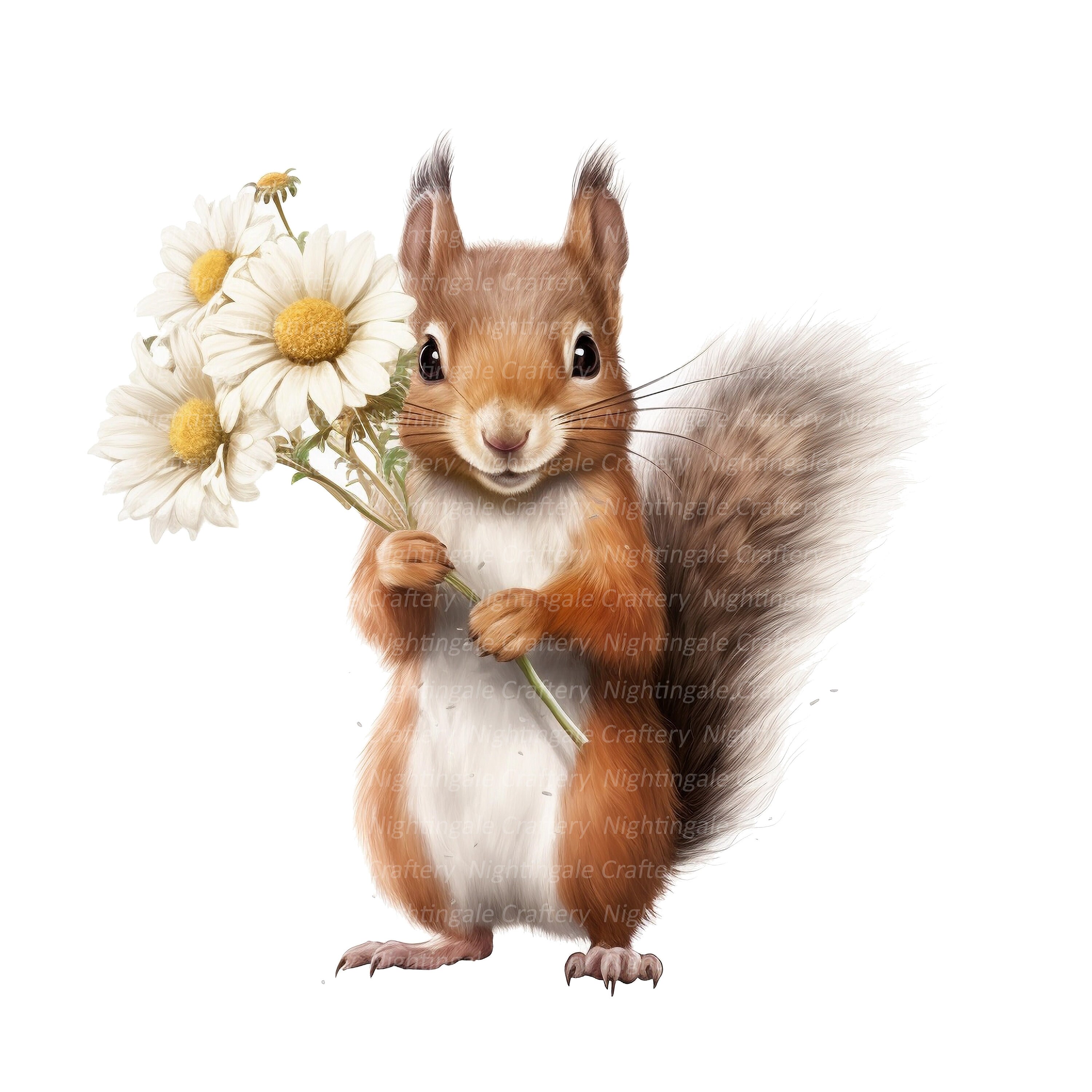 10 Squirrel With Flowers Clipart Cute Squirrel Printable - Etsy