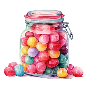 14 Jar With Candies Clipart, Candy Clipart, Printable Watercolor ...