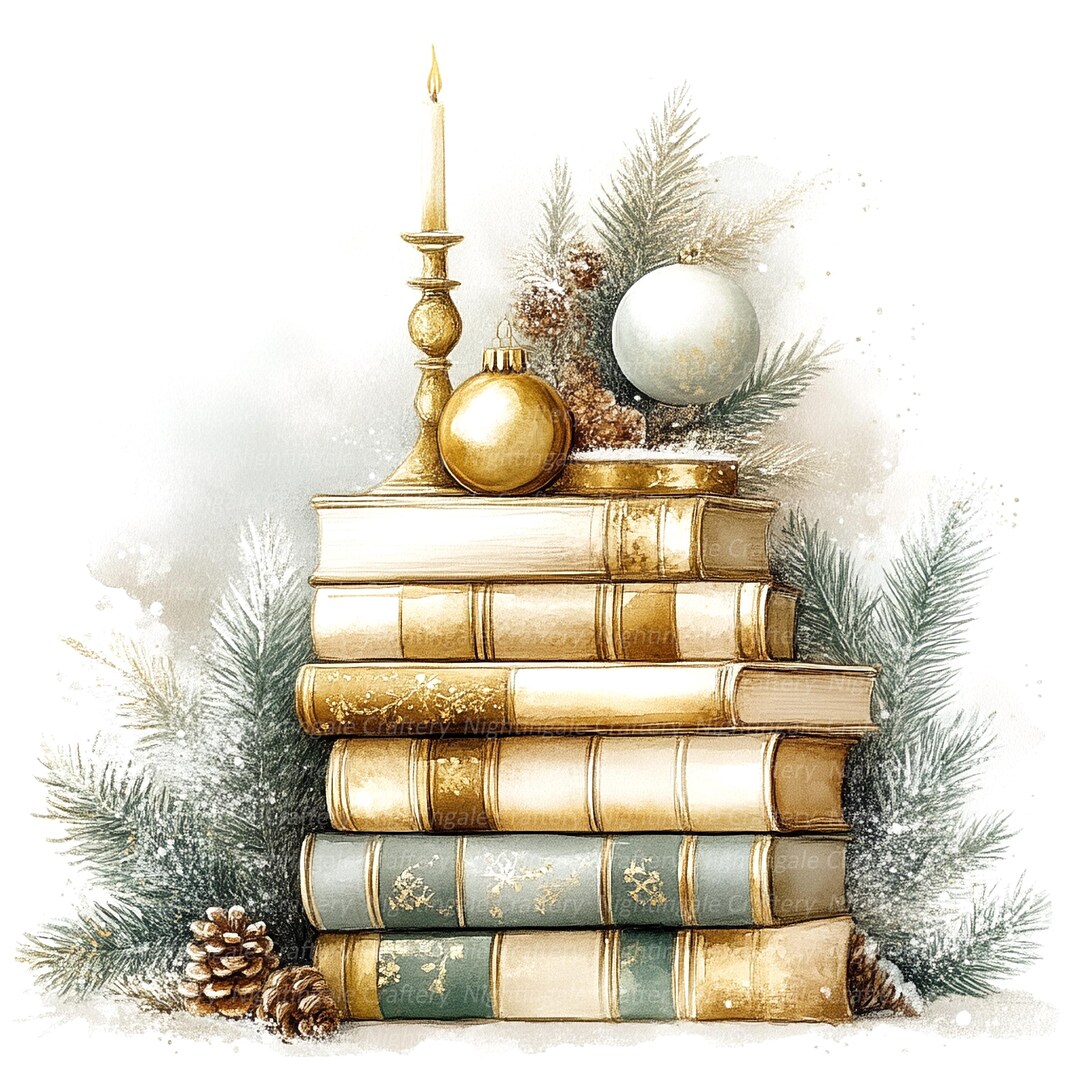 9 Vintage Christmas Books Clipart, Golden Books, Printable Watercolor ...