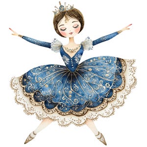 10 Christmas Ballerina Clipart, Ballet Clipart, Printable Watercolor ...