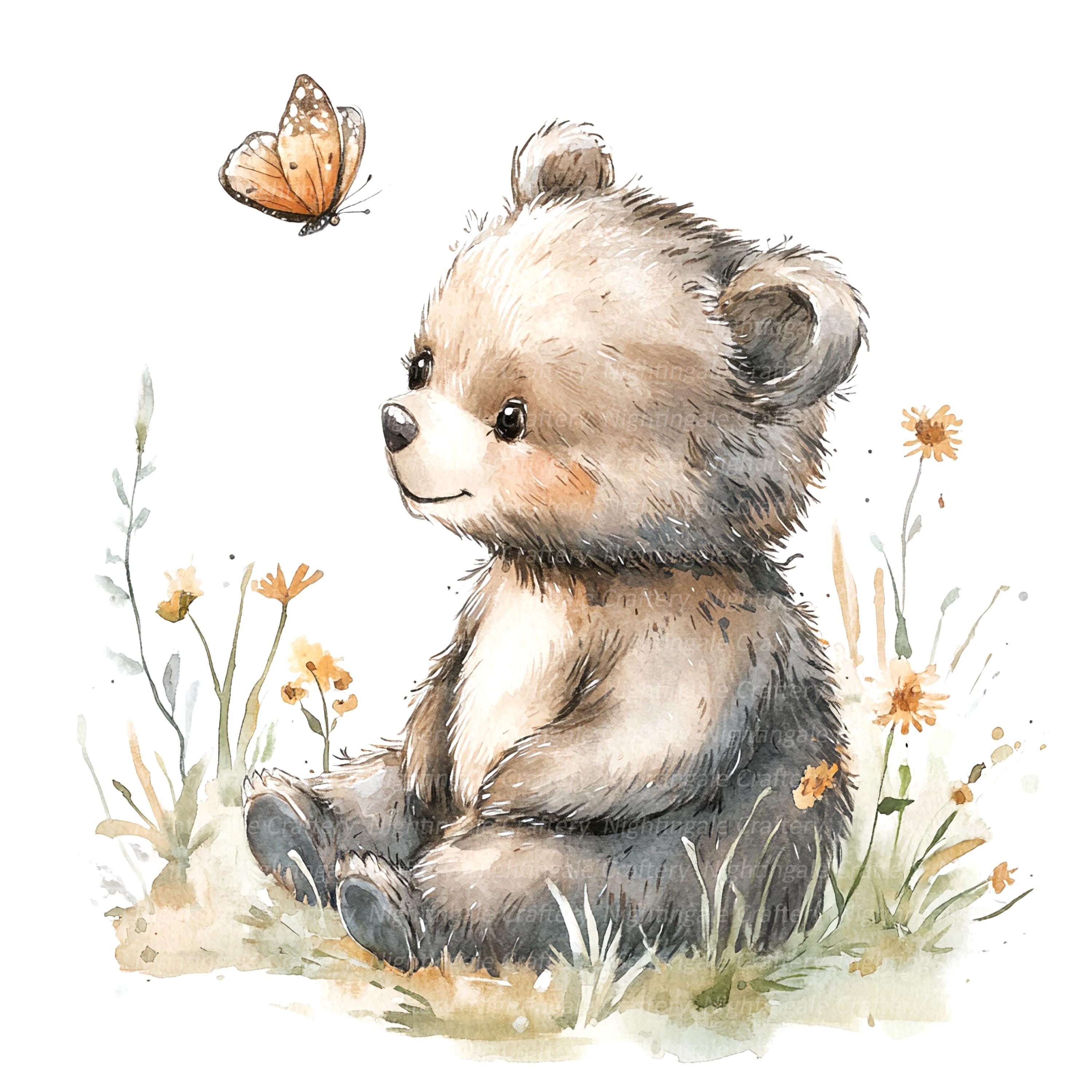8 Nursery Teddy Bear Clipart, Nursery Teddy, Printable Watercolor ...