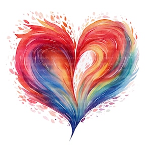 12 Abstract Heart Clipart, Digital Clipart, Watercolor Clipart ...