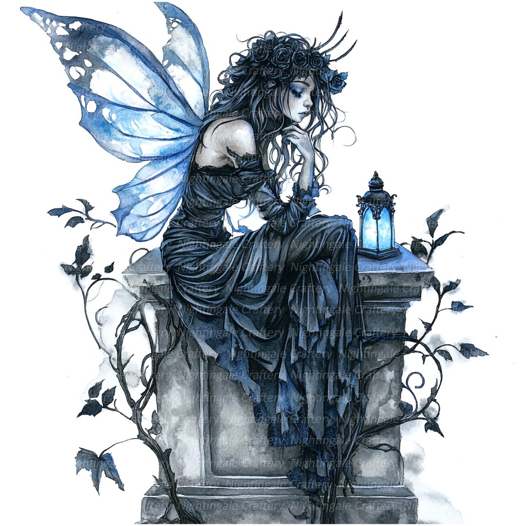9 Gothic Fairy Clipart, Haunted Fairy Clipart, Printable Watercolor ...