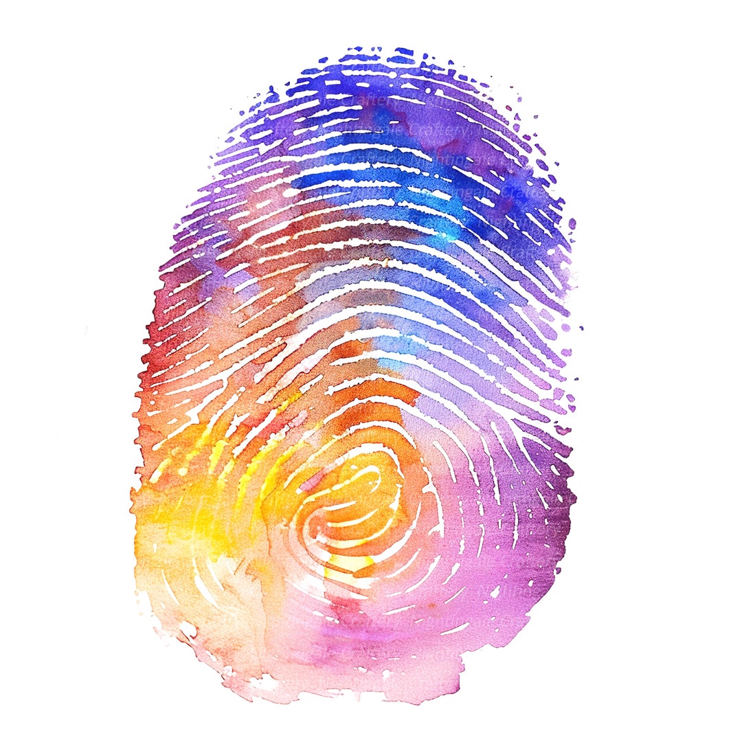 12 Coloured Fingerprints Clipart, Fingerprint Clipart, Printable ...