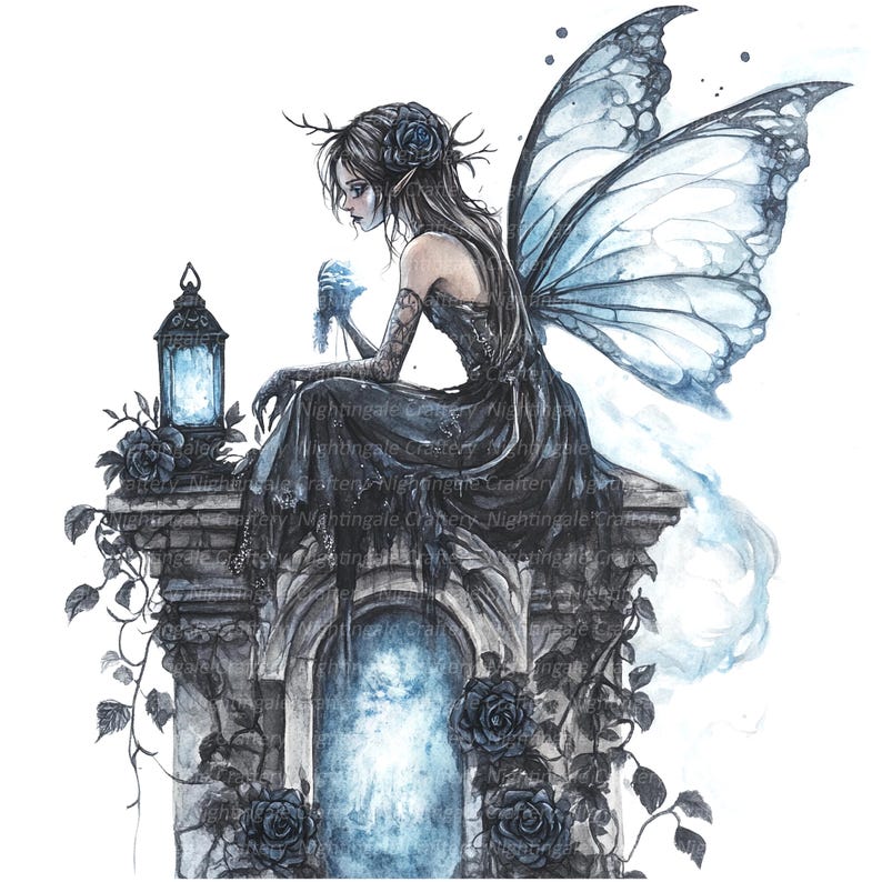 9 Gothic Fairy Clipart, Haunted Fairy Clipart, Printable Watercolor ...