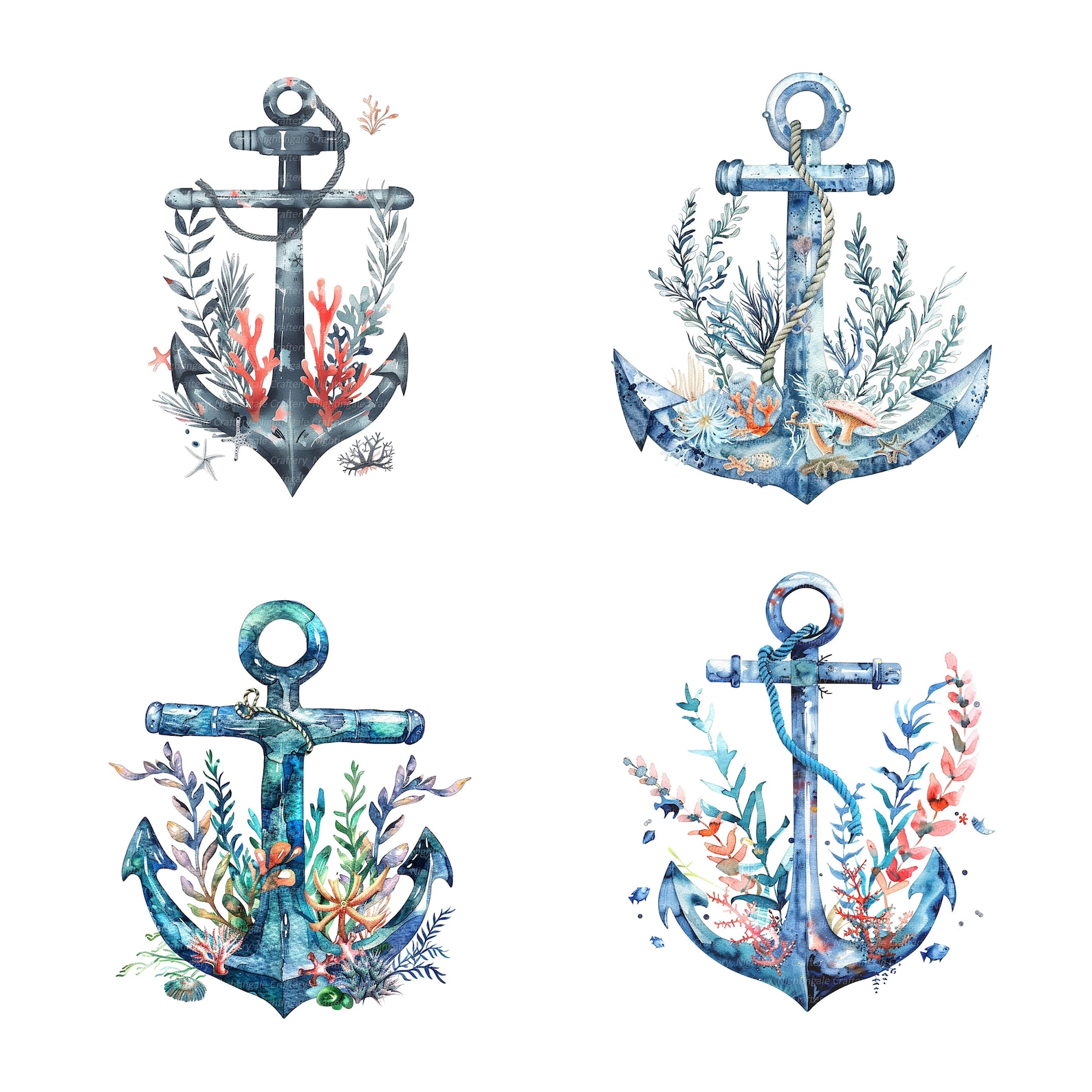 16 Anchor Clipart, Underwater Clipart, Nautical Decor, Digital Clipart ...
