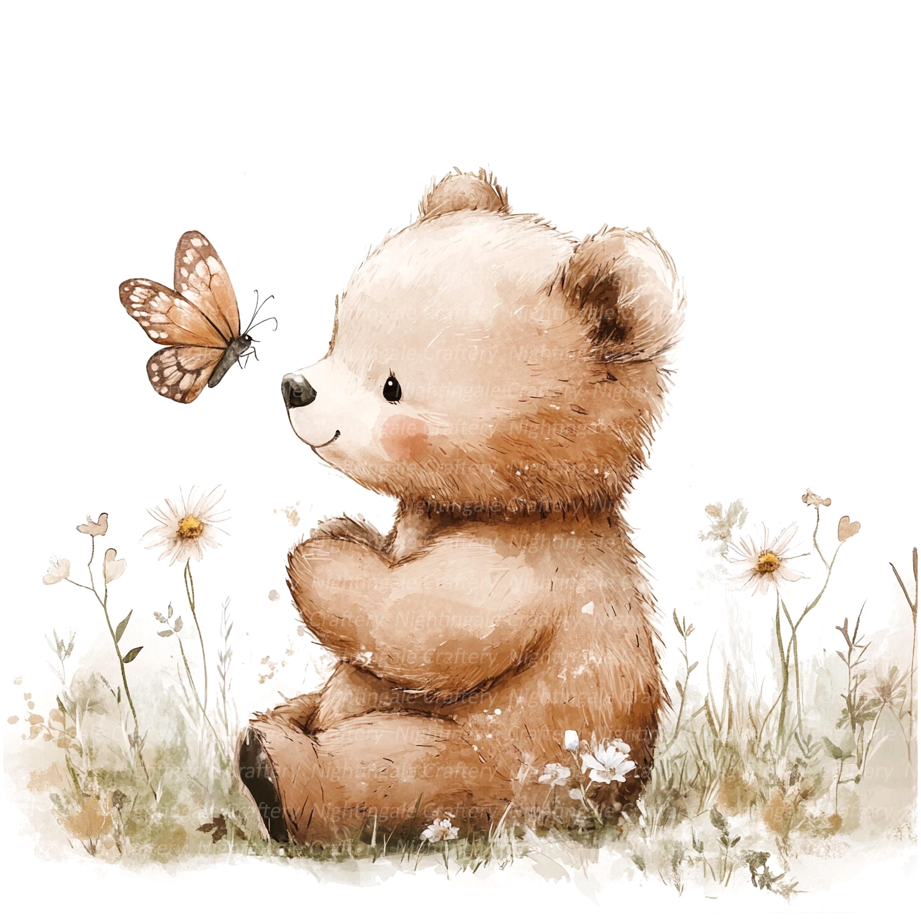8 Nursery Teddy Bear Clipart, Nursery Teddy, Printable Watercolor ...